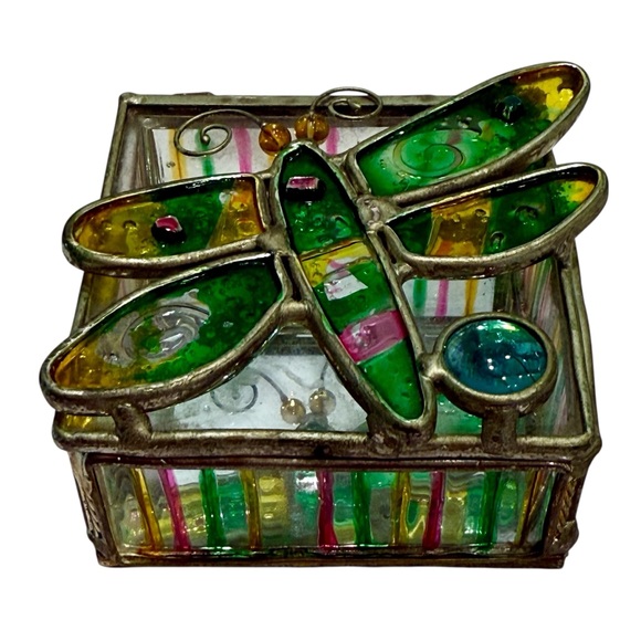 unbranded | Storage & Organization | Vtg Dragonfly Colored Stained ...